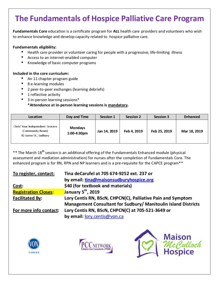 Fundamentals of Hospice Palliative Care – Maison Sudbury Hospice